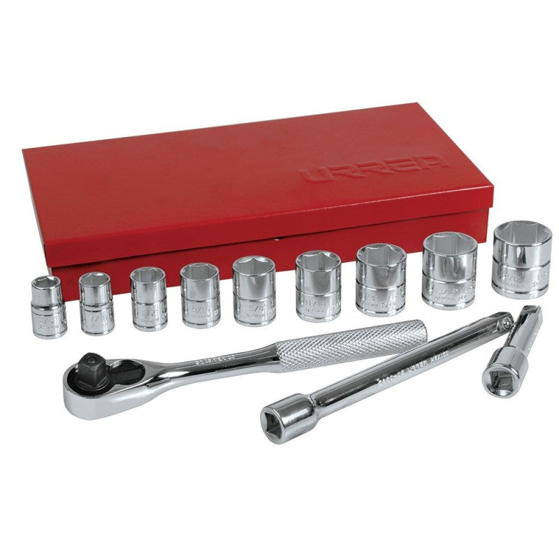 Juego de 13 Dados y Accesorios 3/8" 6 Puntas Urrea 52128 | protosa.com