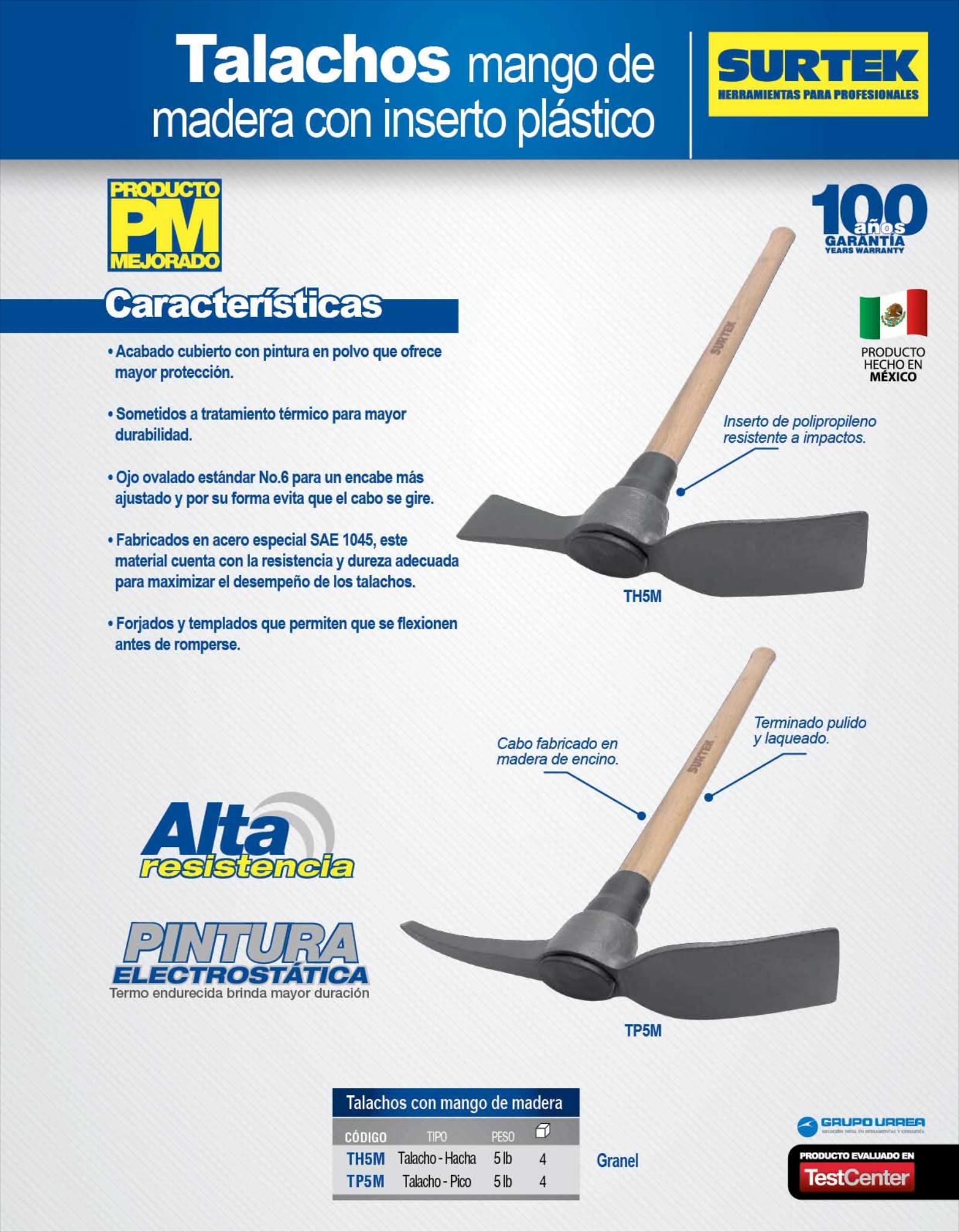 Talacho-hacha 5lb Mango de Madera Surtek TH5M | protosa.com
