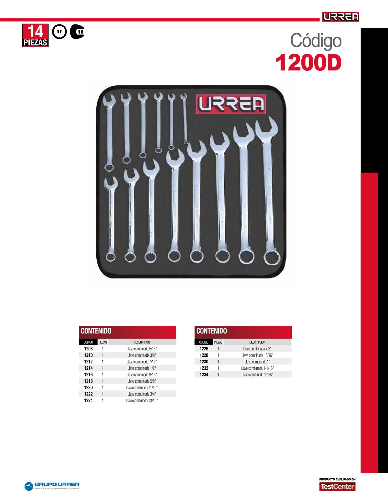 Juego 14 Llaves Combinadas Pulido Espejo 12 Puntas en Pulgadas Urrea 1 | protosa.com